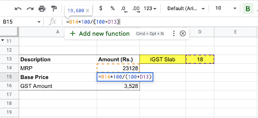 How To Calculate GST In Excel Sheets 