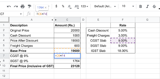 How To Calculate GST In Excel Sheets 